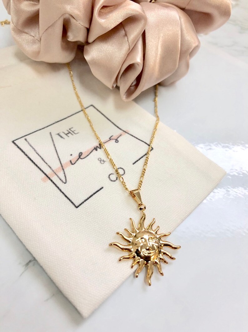 Dainty Gold Sun Necklace 18k Gold Sun Dainty Chain Dainty - Etsy