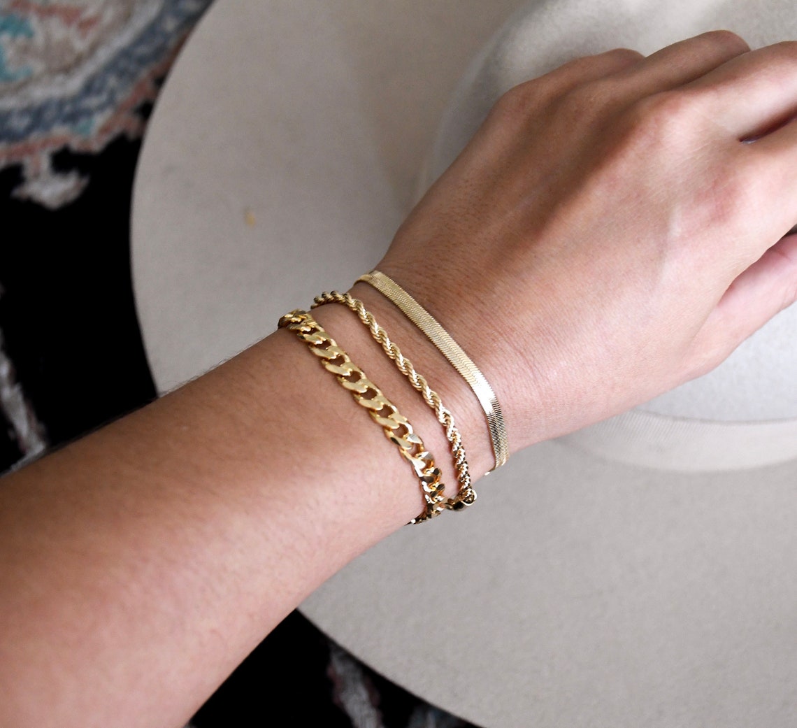 Gold Bracelet Gold Cuba Bracelet Skinny Rope Bracelets - Etsy