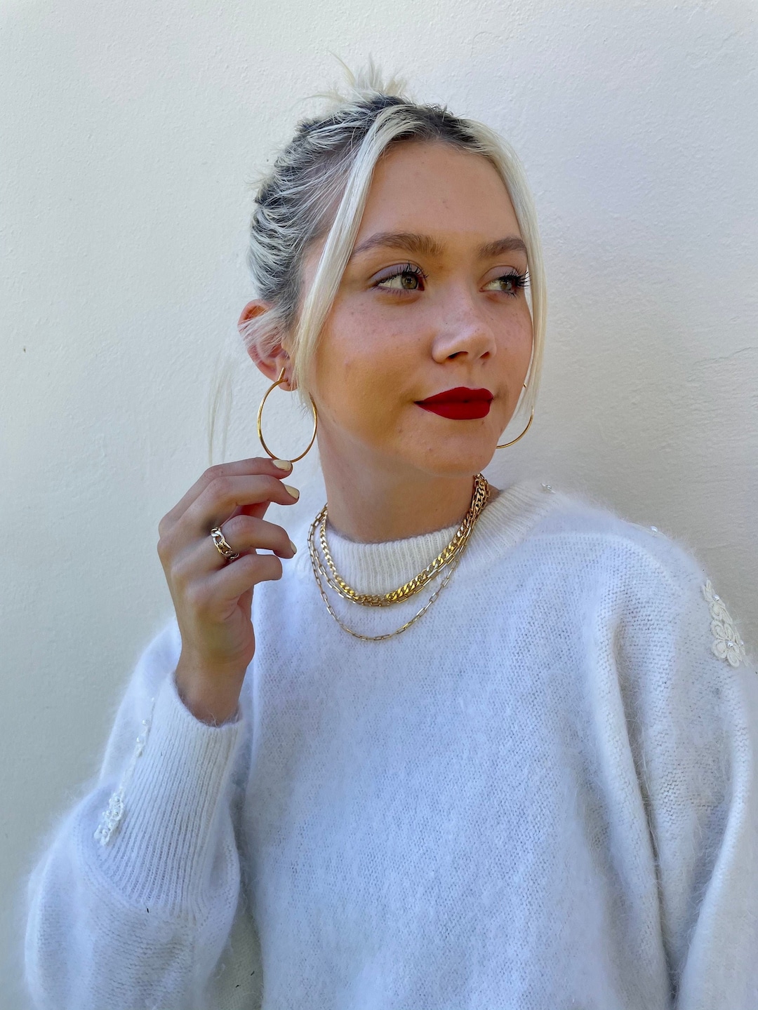 Thin Gold Hoops | Large Light Gold Hoops | Gold Infinity Hoops ...