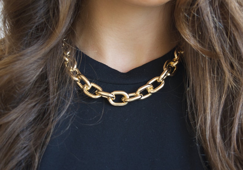 Gold Chunky Chain Necklace Gold Filled Gold Link Chain | Etsy