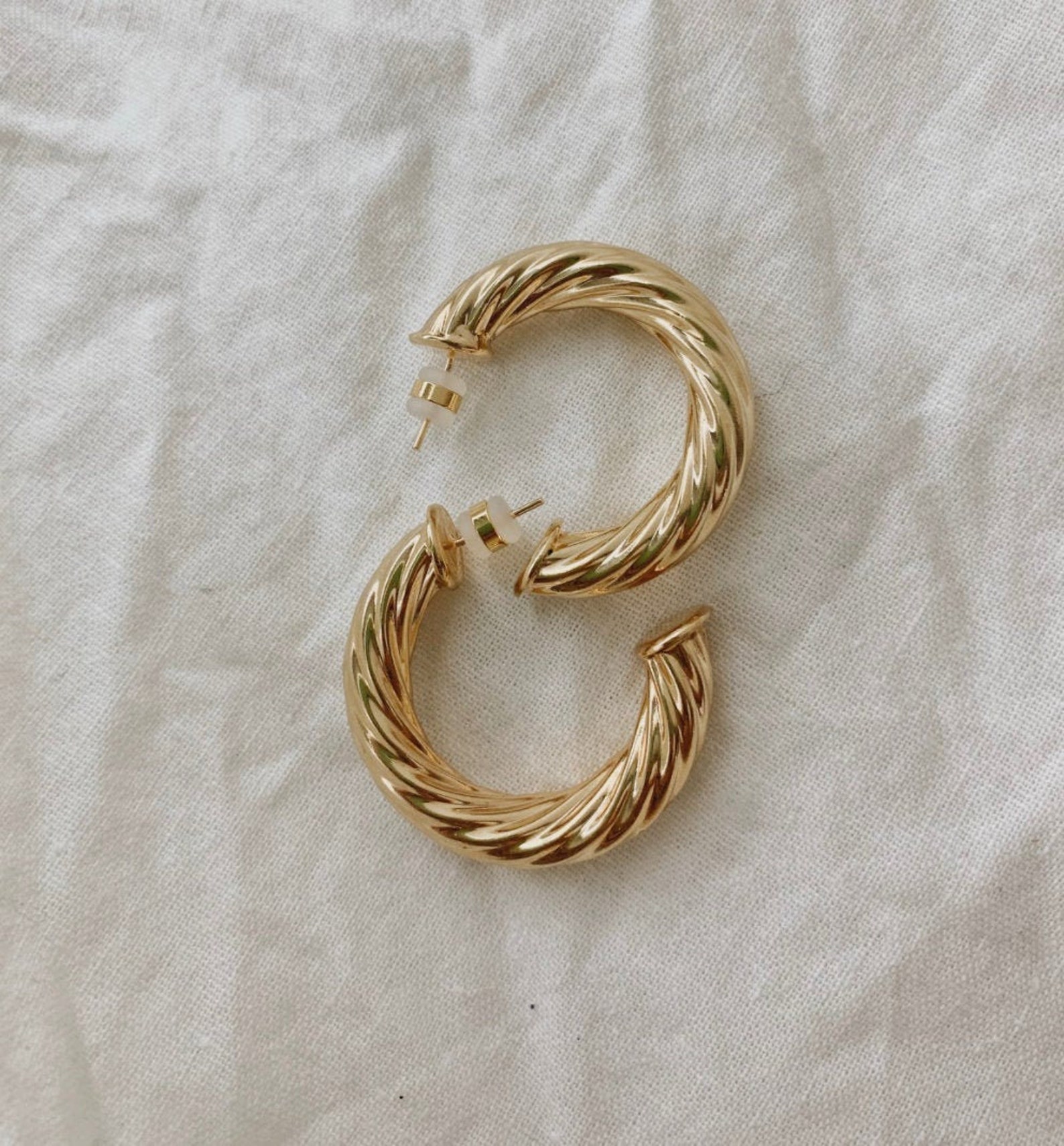Thick Gold Curled Hoops Light Gold Hoops Gold Hoops - Etsy