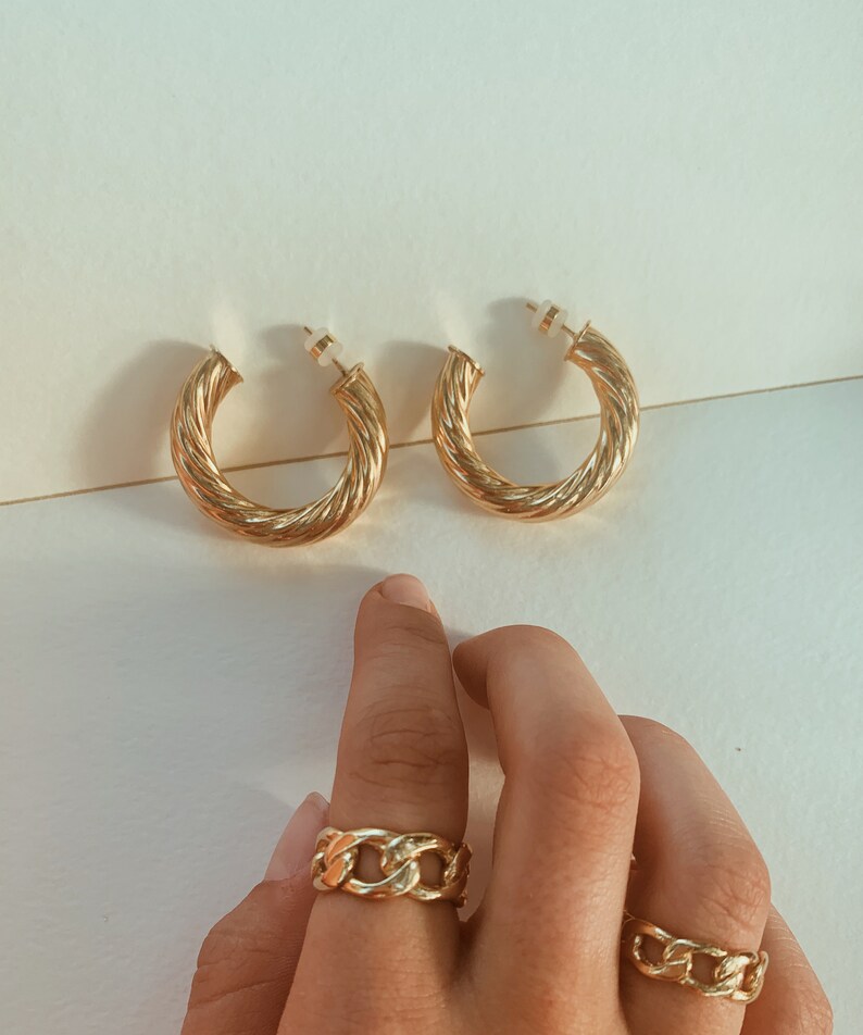 Thick Gold Curled Hoops Light Gold Hoops Gold Hoops - Etsy