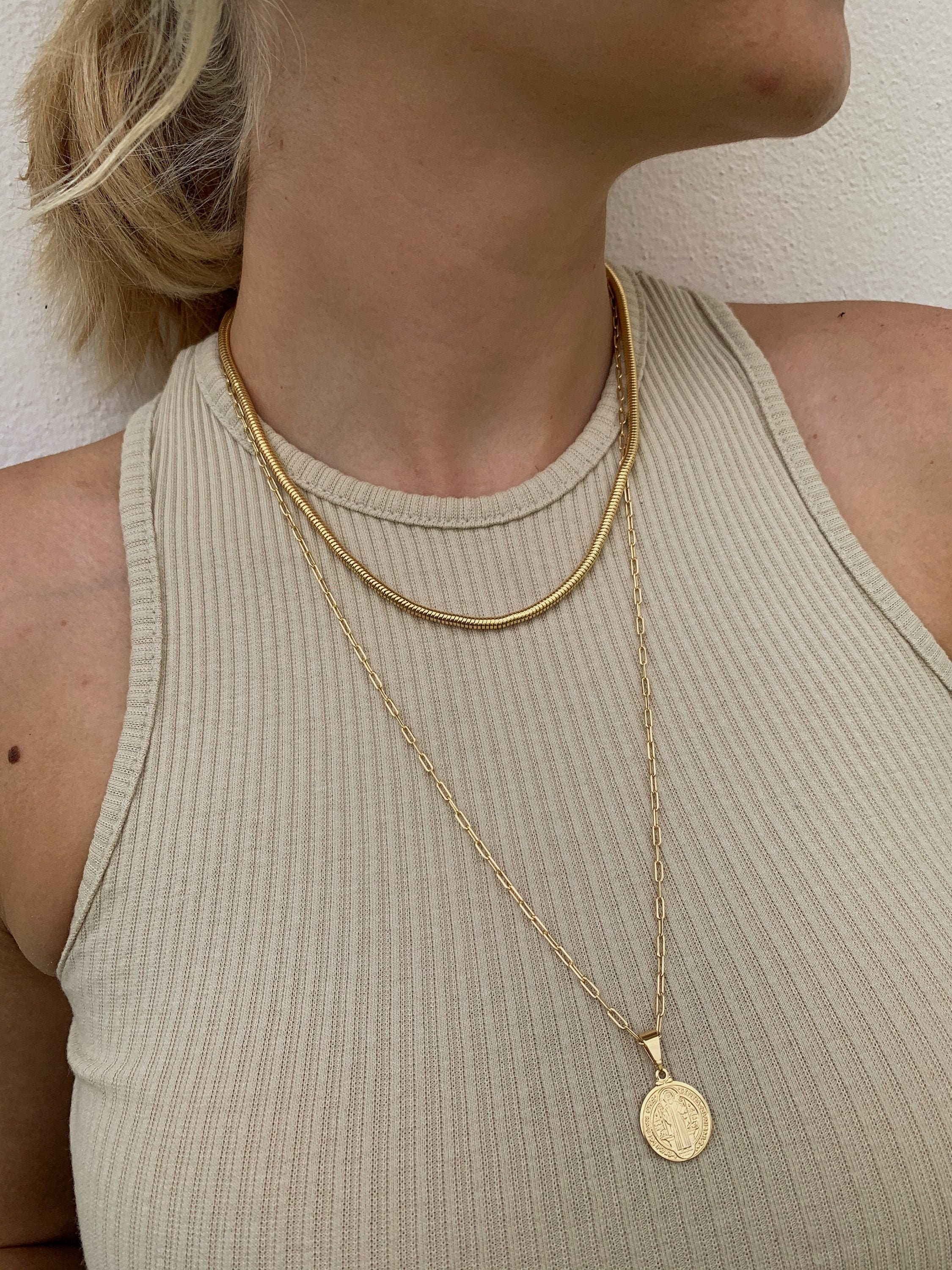 The Omega Chain Set Layered Double Dainty Chains Coin | Etsy