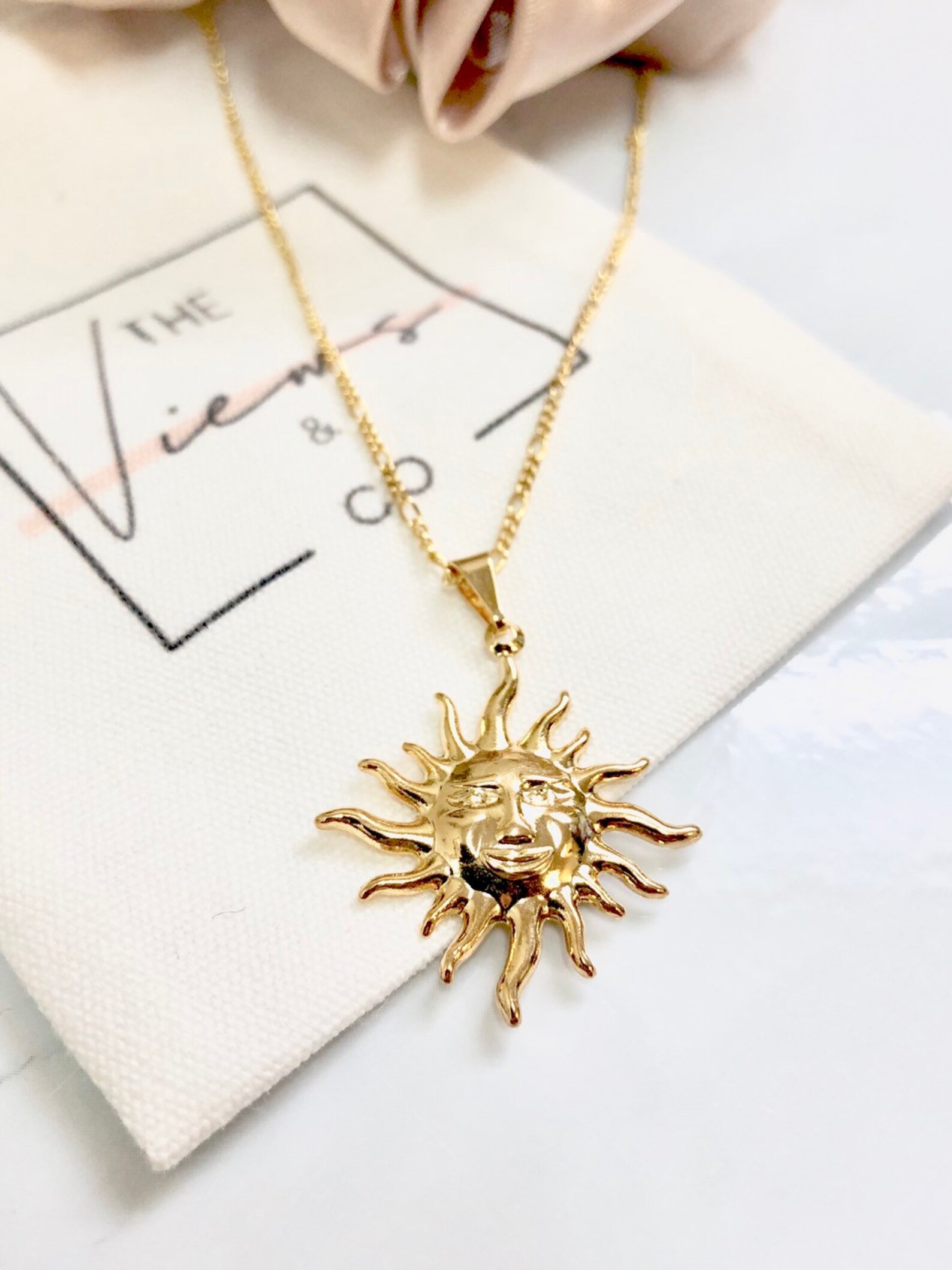 Dainty Gold Sun Necklace 18k Gold Sun Dainty Chain Dainty - Etsy