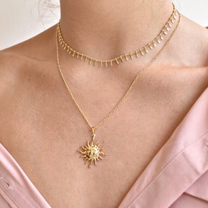 Dainty Gold Sun Necklace 18k Gold Sun Dainty Chain Dainty Sun Necklace ...