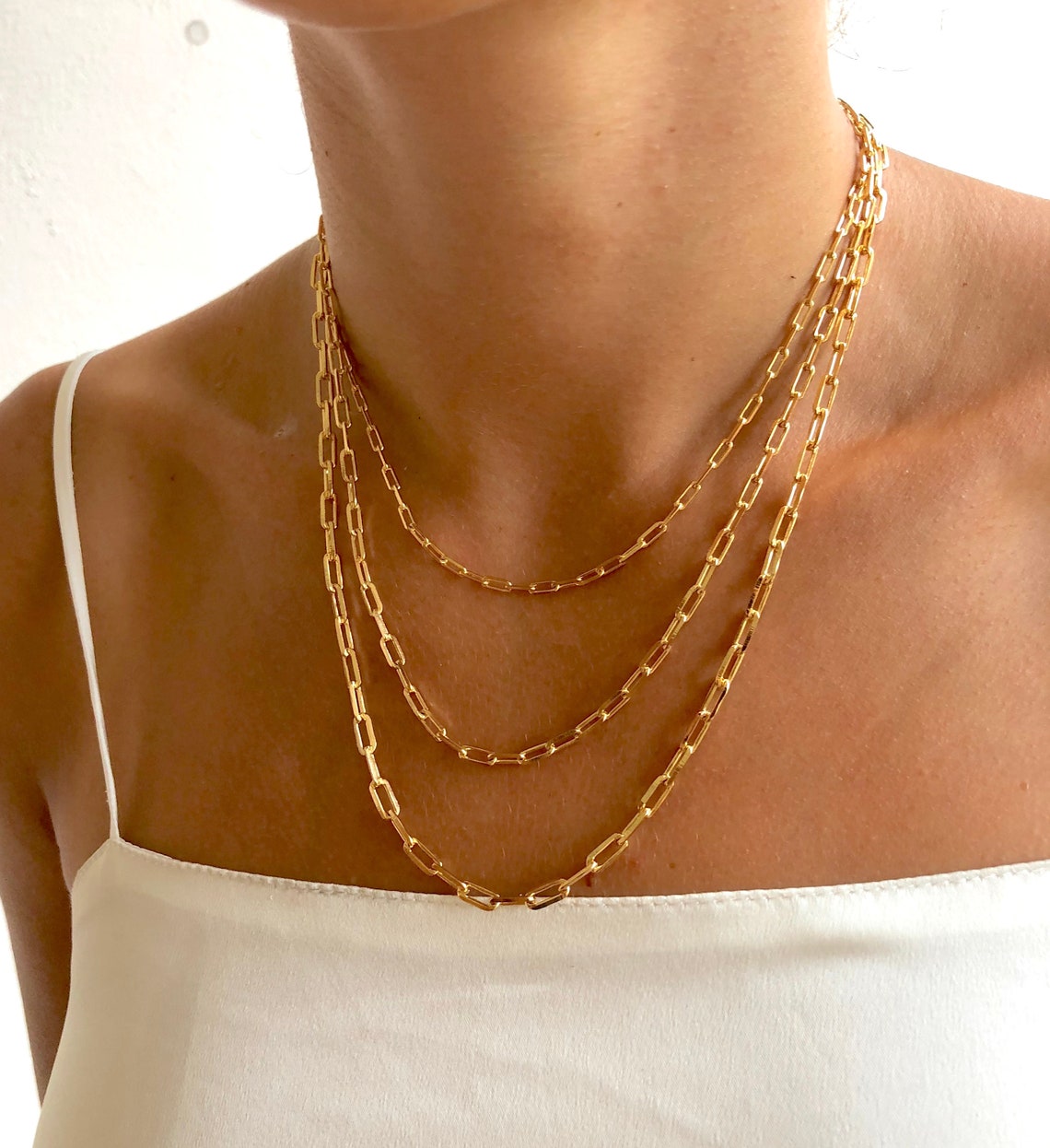 Small Paperclip Link Necklace Gold Link Choker Link Chain - Etsy