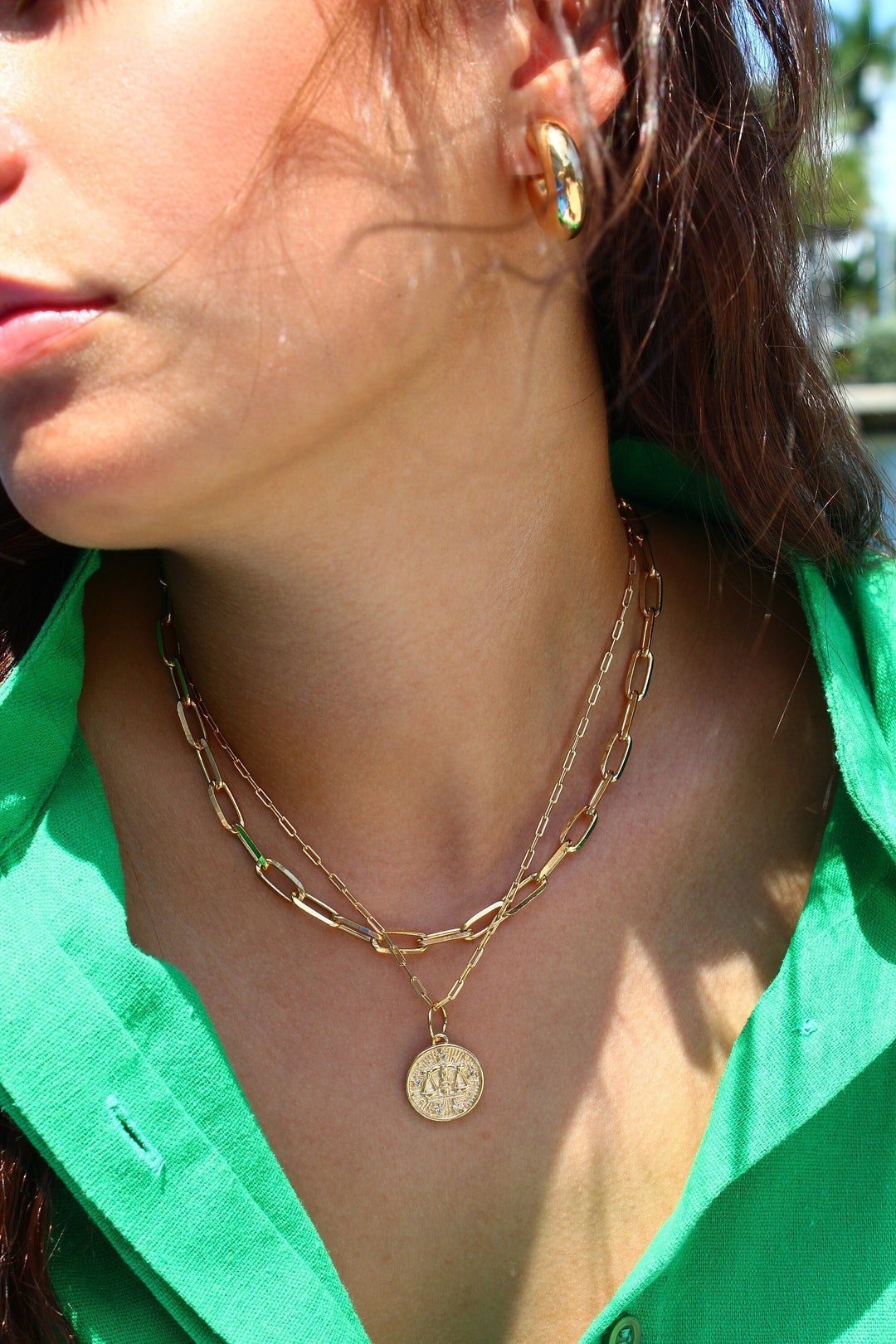 Zodiac Necklace | Gold Zodiac Necklace | Gold Coin Medallion Necklace ...