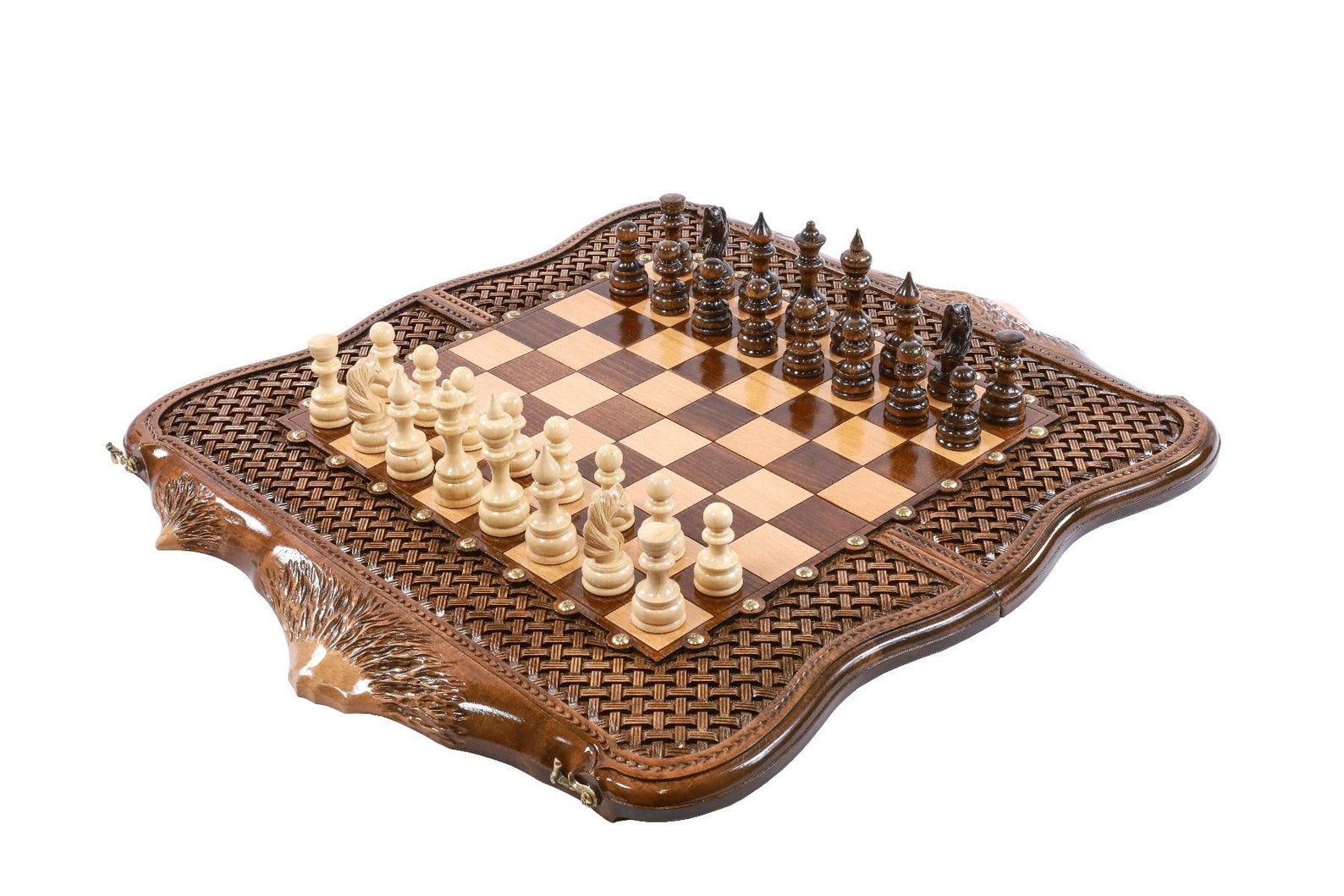 Wooden Chess and Backgammon Board Set - Etsy