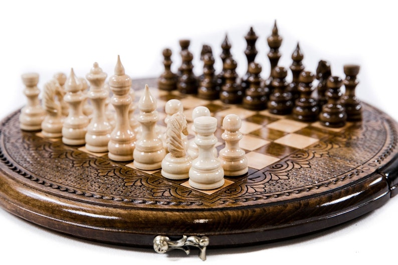 Handmade Wooden Chess Board Set - Circle Style - Etsy
