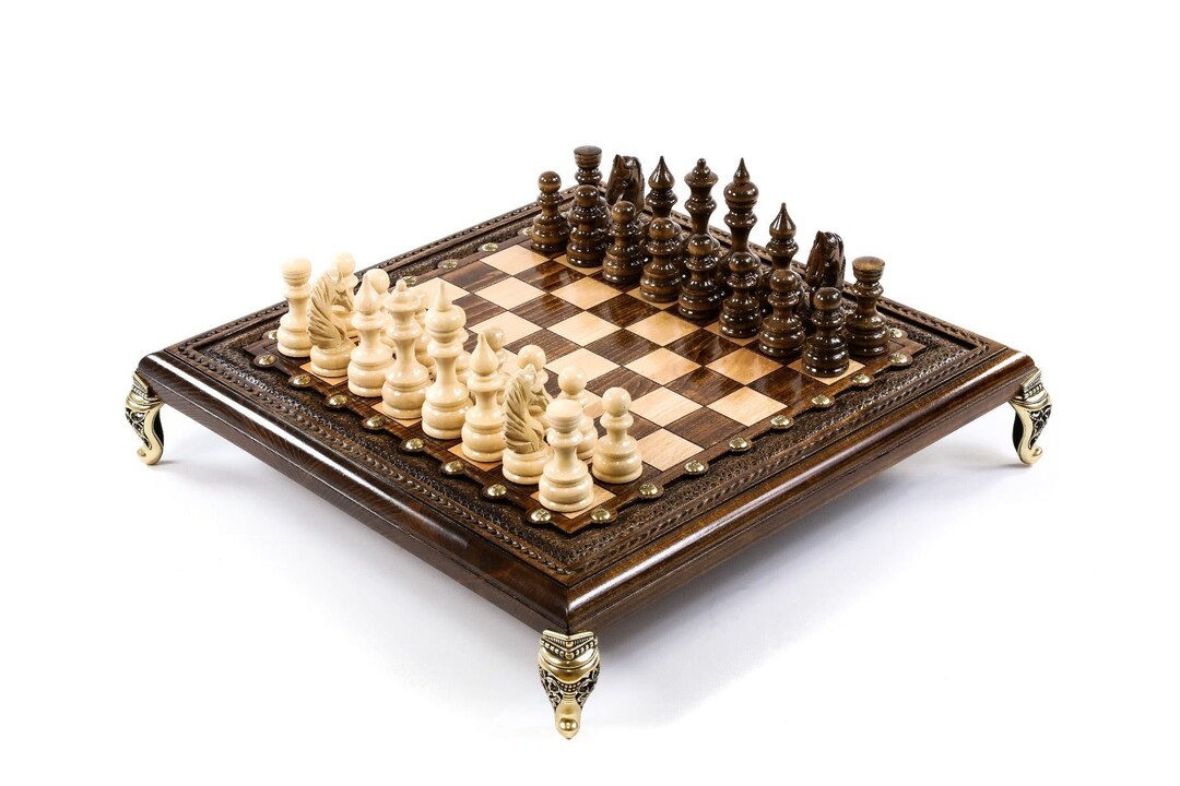 Handmade Wooden Square Chess With Bronze Legs, Armenian Gift, Christmas ...