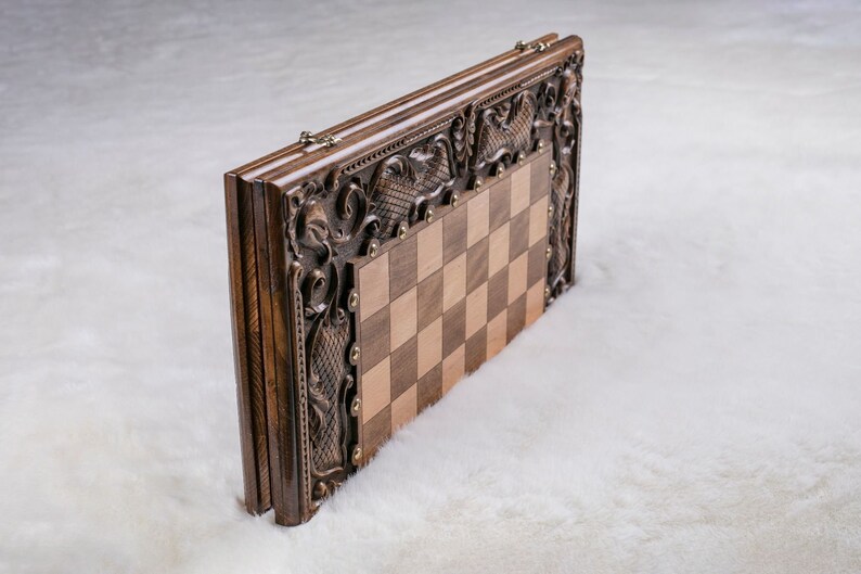 Hand-carved Chess and Backgammon Set – Armenian Beech Wood - Etsy