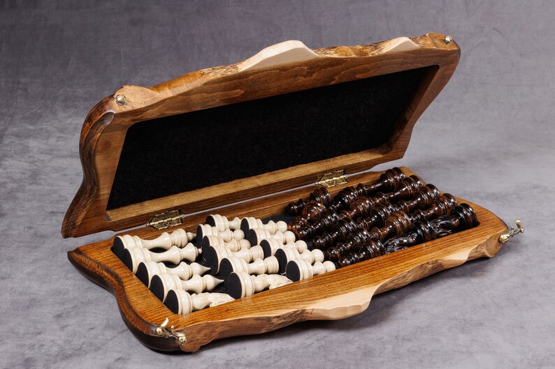 Handmade Wooden Chess Set With Chess Pieces and Mountain Ararat Design ...