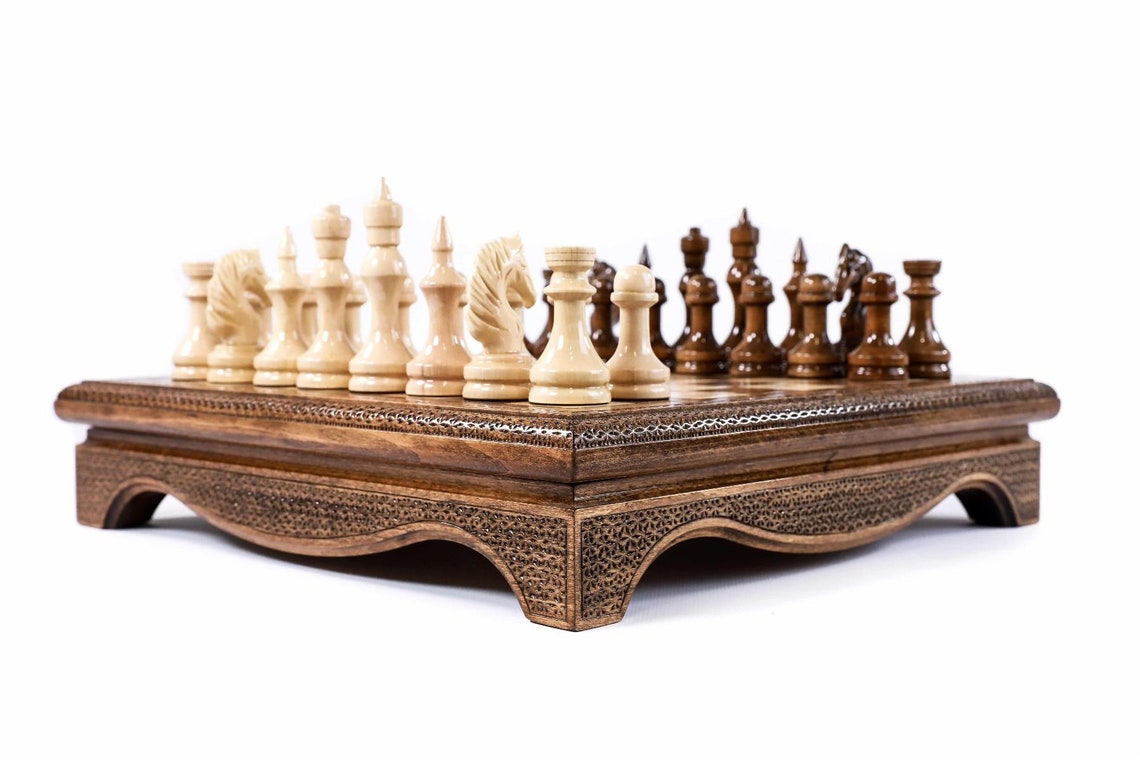 Handmade Chess Board Set With Opening Top Natural Wood - Etsy