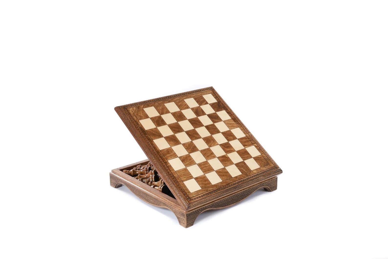Handmade Chess Board Set With Opening Top Natural Wood - Etsy