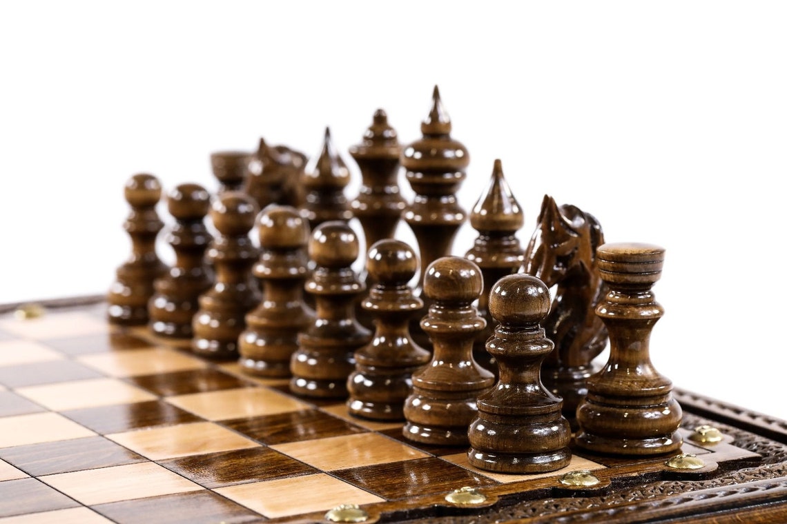 Handmade Wooden Square Chess with Bronze Legs Armenian gift | Etsy