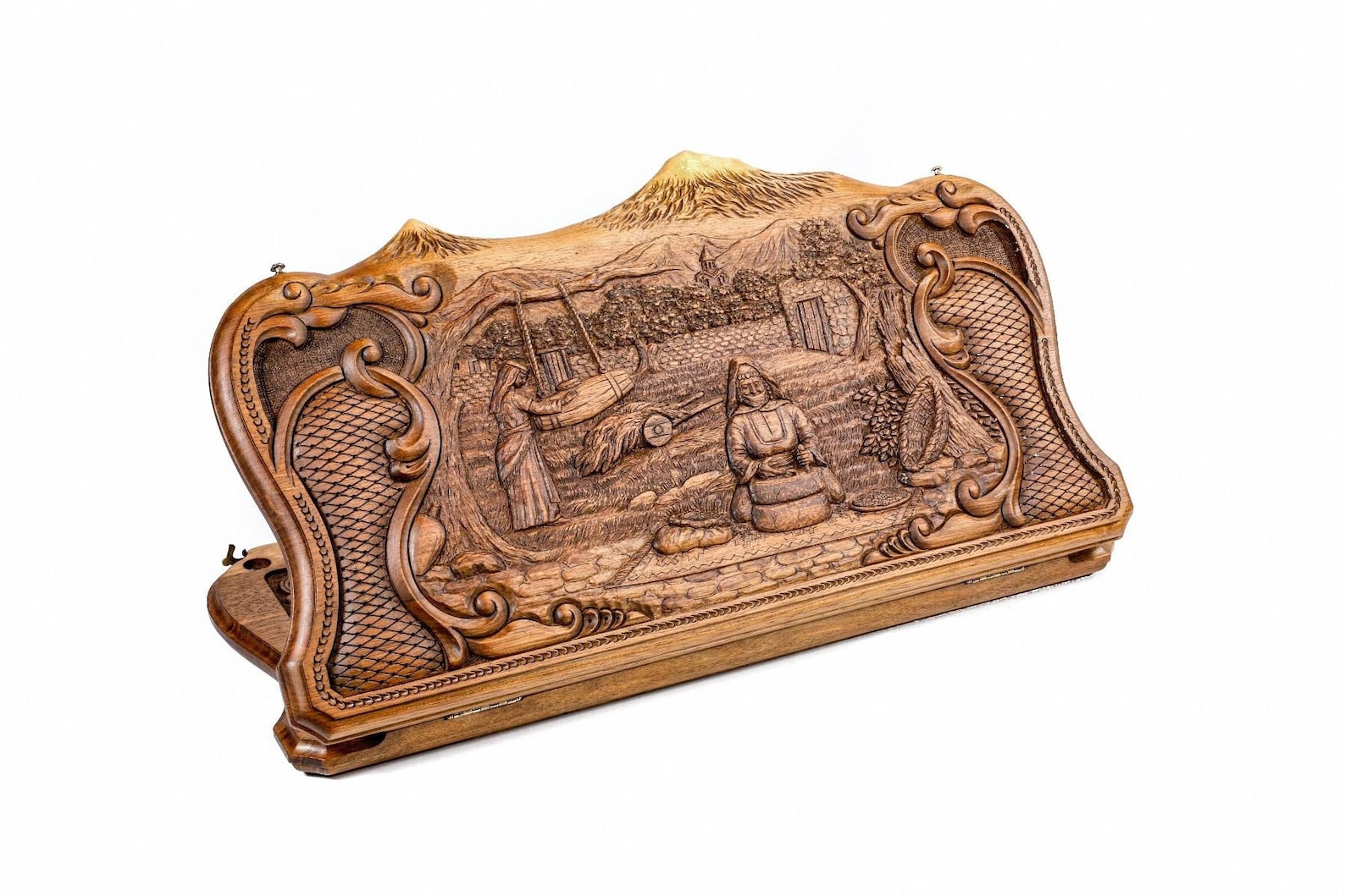 Armenian Handmade Wooden Backgammon Rural Scene Expansive - Etsy