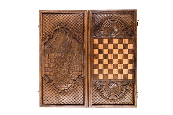 Handmade Wooden Backgammon Board Hand-carved Peafowl - Etsy