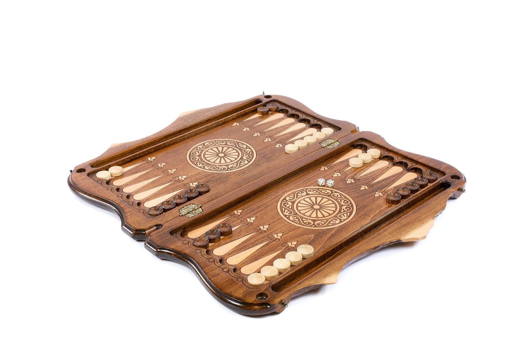 Handmade Wooden Backgammon Board - Armenian Ornament Sign With Mountain ...