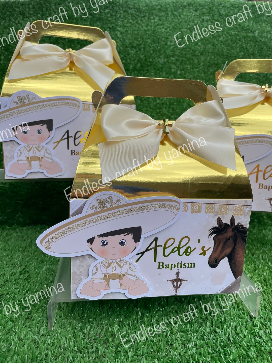 Charrito Bautizo Candy Box, Favor Gabble Box With Shiny Letters Any ...