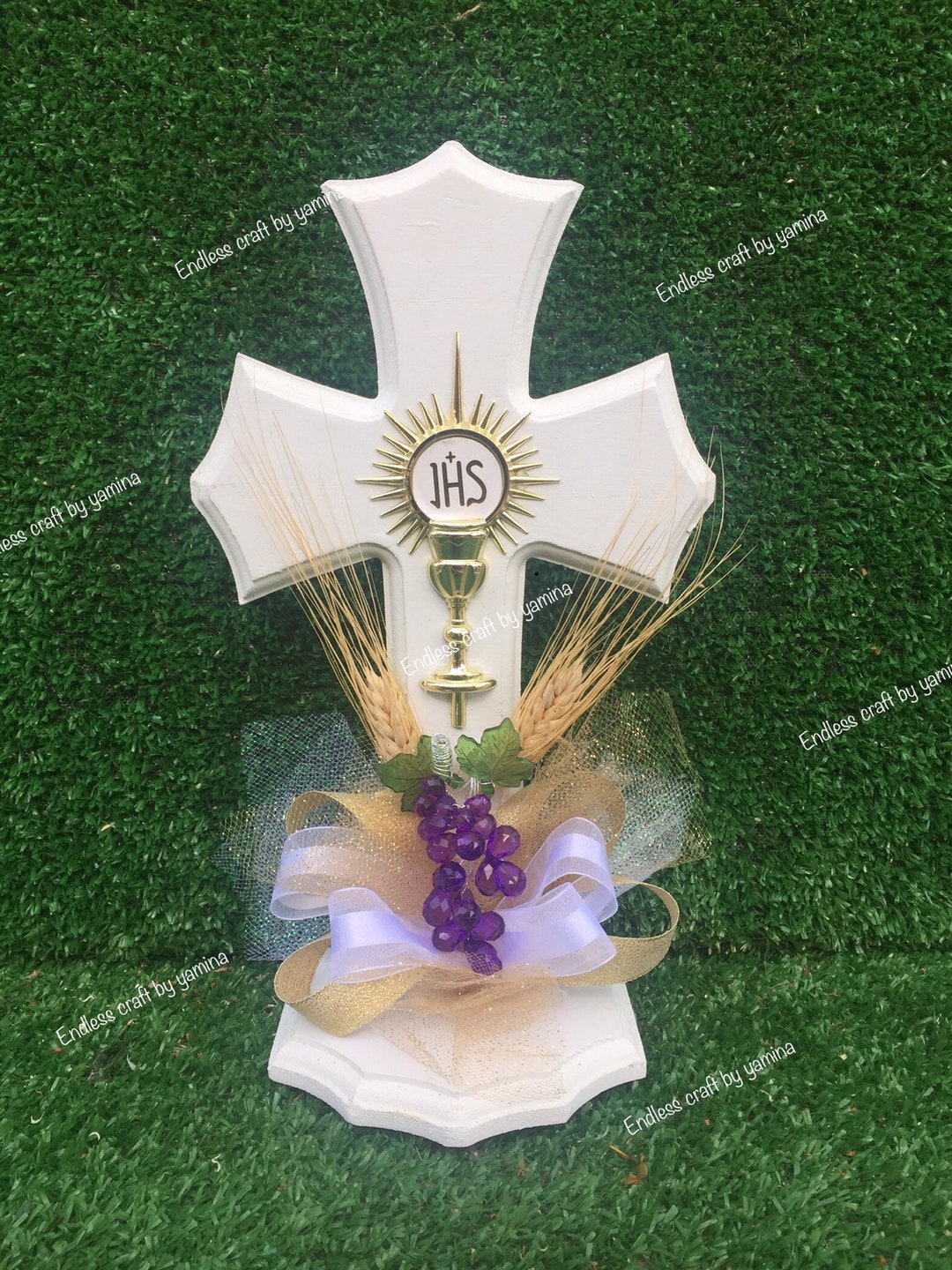 Wood Cross Centerpiece First Communion Set With 6 Pieces. - Etsy