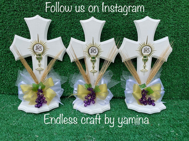 Wood Cross Centerpiece First Communion . - Etsy
