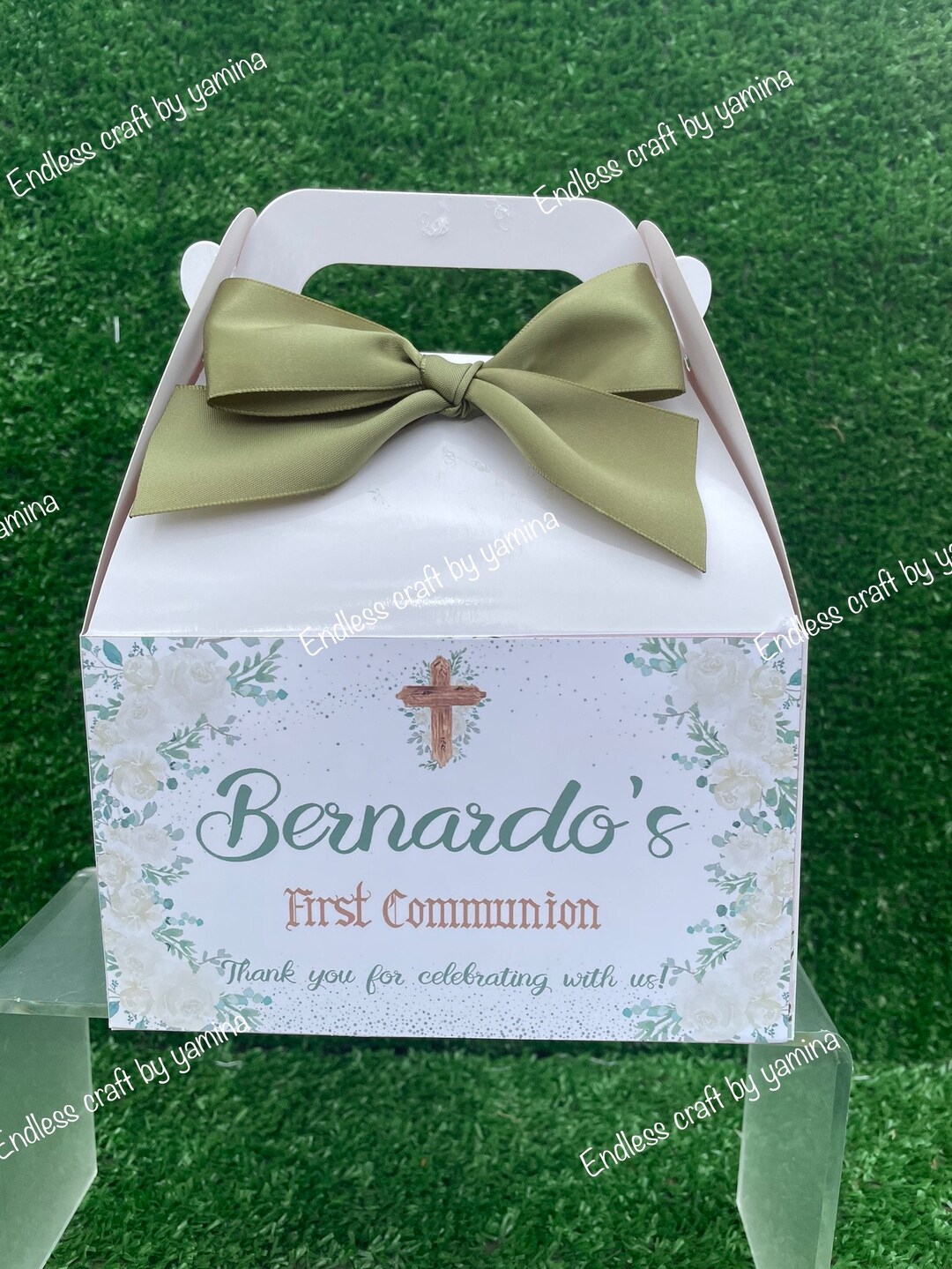 Baptism Cross and Flowers Favor Box or Gable Box, Any Theme Can Be Done ...