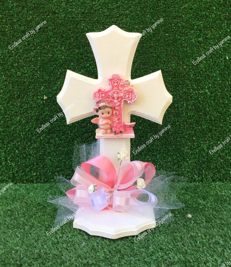 Baptism Wood cross Centerpiece 4 pieces. | Etsy