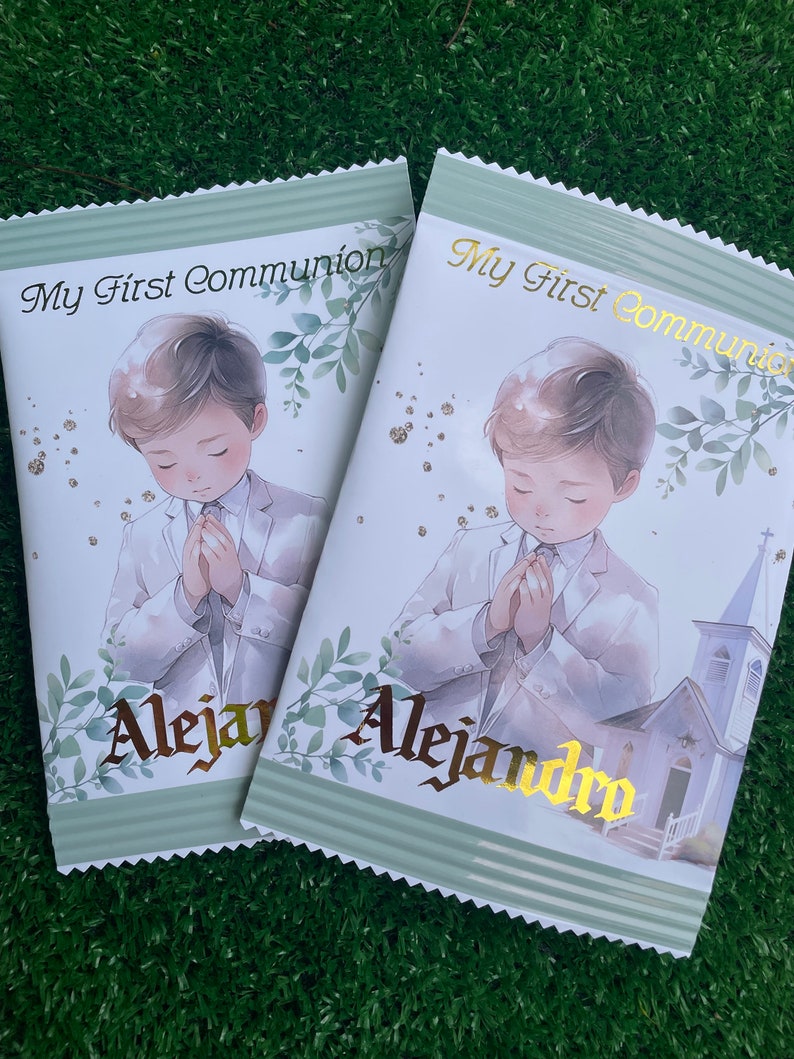 First Holy Communion Chip Bags Wrappers (set of 12).any Theme Can Be ...