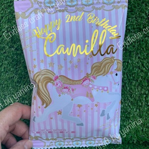 Carousel Girl Chip Bag Wrappers Any Theme Can Be Done! Shiny Letters - Etsy