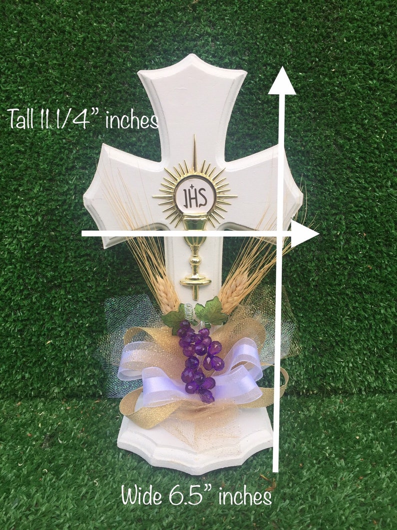 Wood Cross Centerpiece First Communion . - Etsy