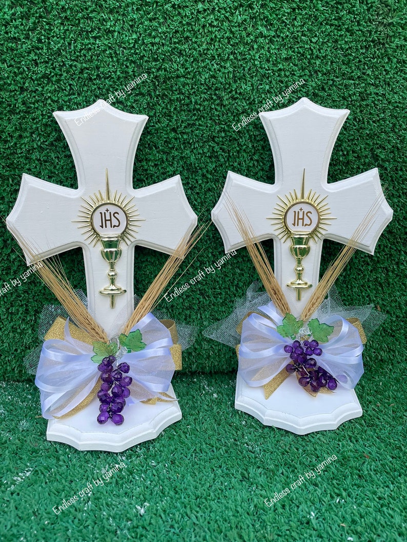 Wood Cross Centerpiece First Communion . - Etsy