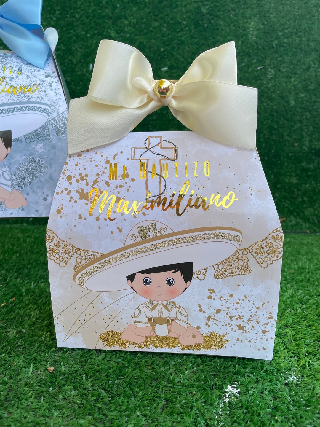 Bautizo Charrito Box Favor Gabble Box With Shiny Letters Any Theme Can ...