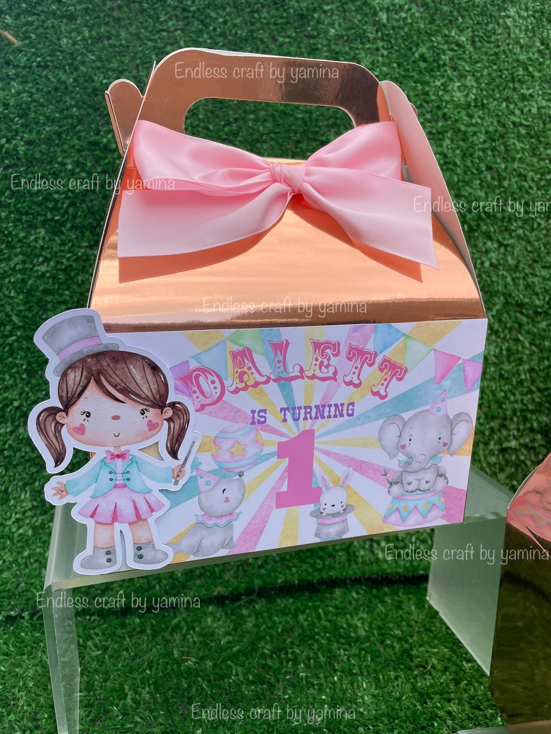 Circus Pink Vintage, Candy Box, Favor Gabble Box With Shiny Letters Any ...
