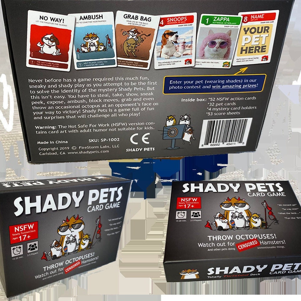 Shady Pets, Card Games, Board Games, Fun, Gifts, Birthday Gifts, Adult ...