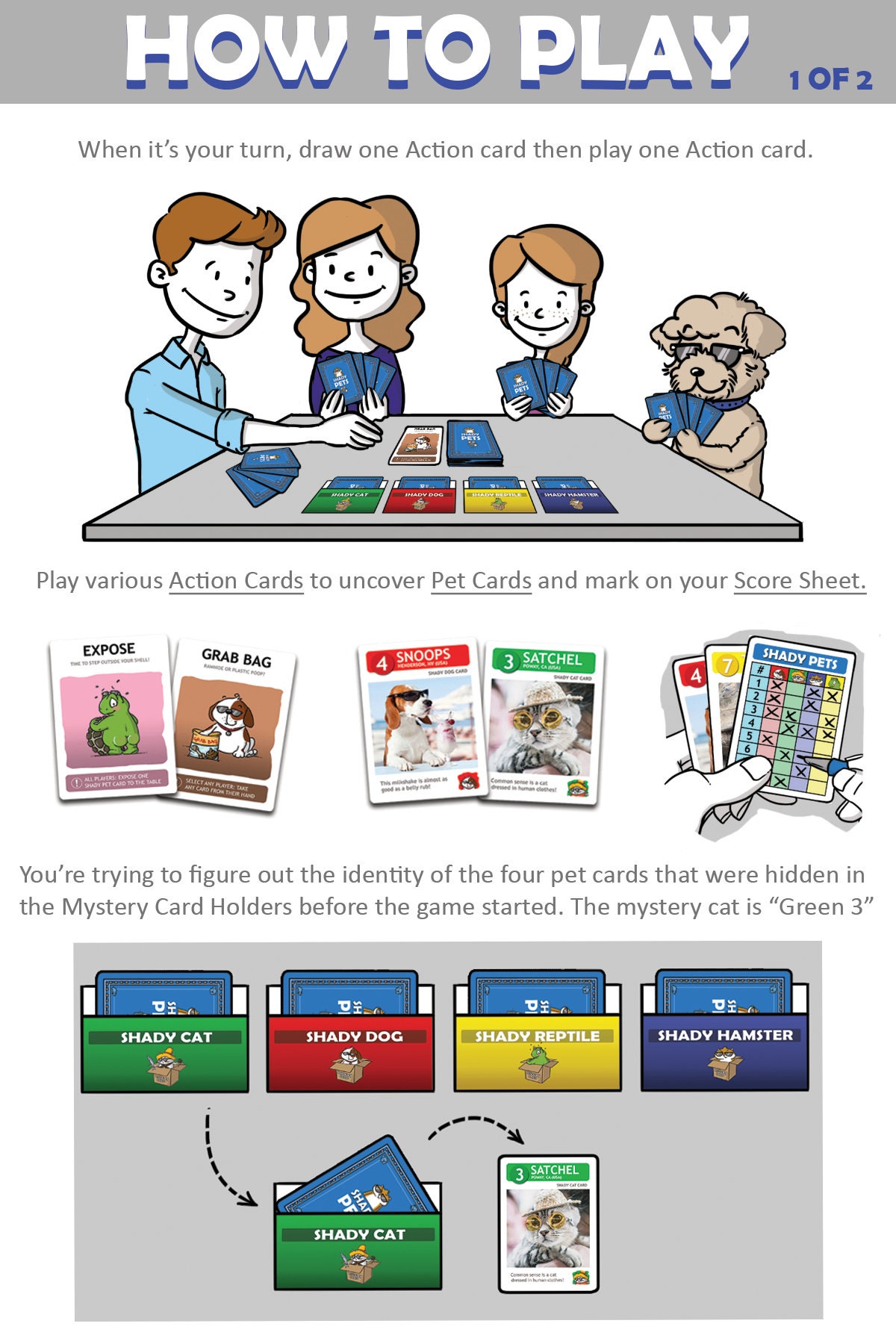 Fun Family Friendly Card Game/shady Pets - Etsy