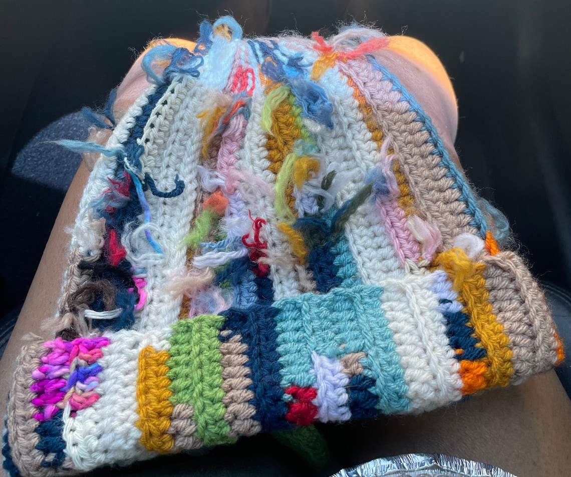 Upcyled Scrap Yarn Crochet Handmade Beanie - Etsy