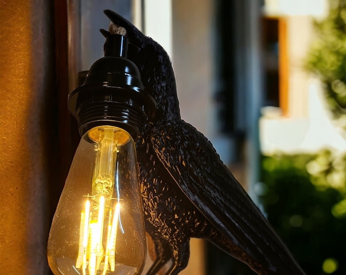Crow Lamp Edison Lamp Victorian Style Lamp Steam Punk Lamp Base With ...