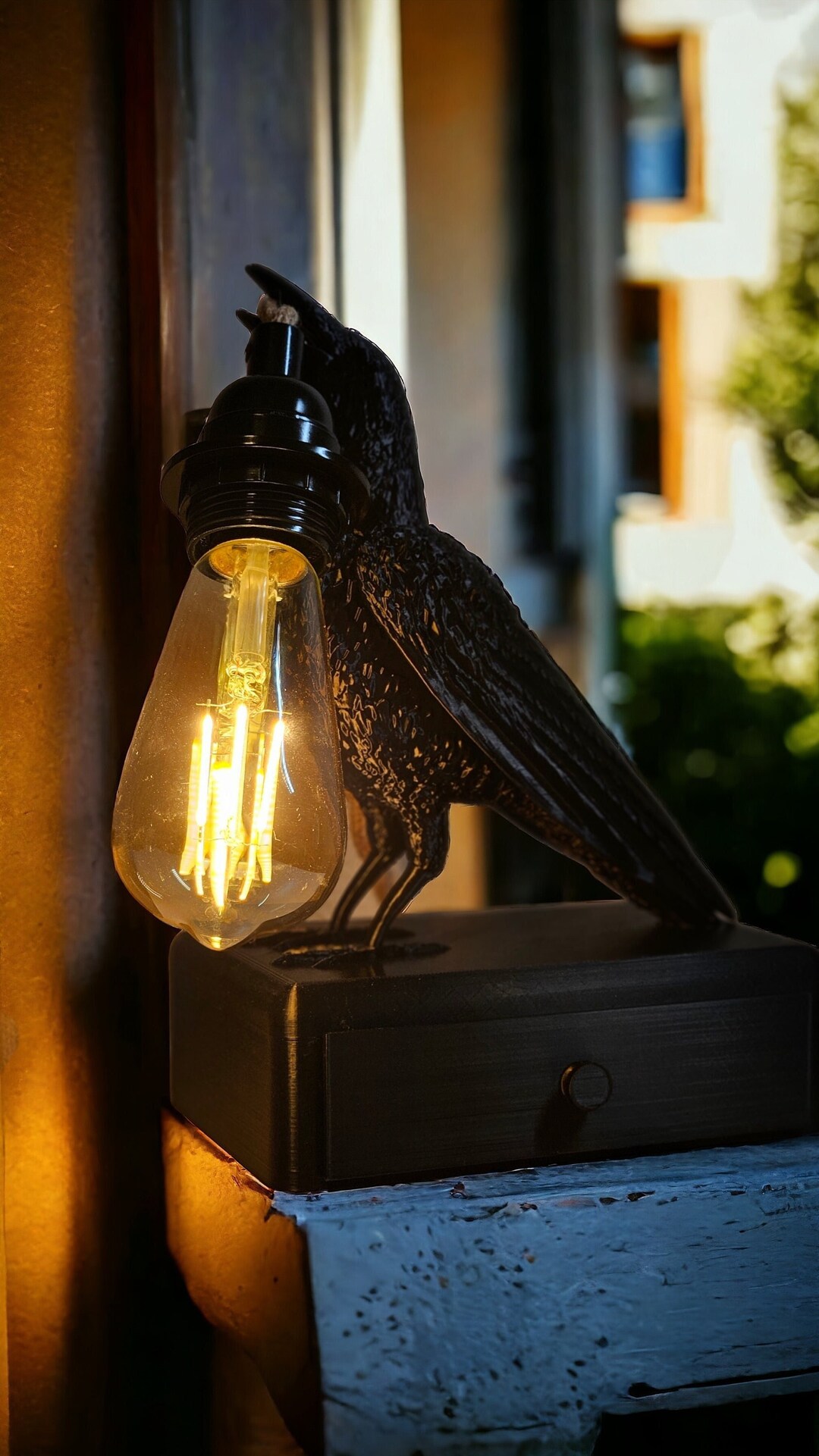 Crow Lamp Edison Lamp Victorian Style Lamp Steam Punk Lamp Base With ...
