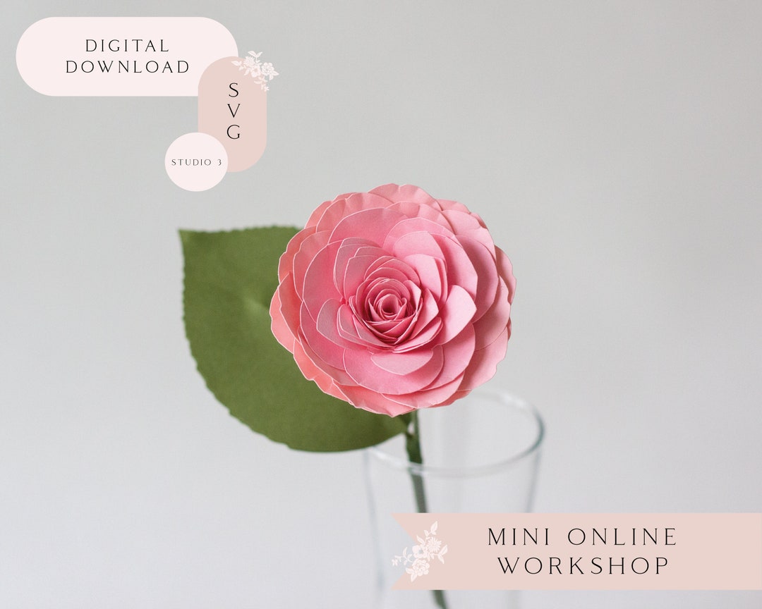 Paper Rolled Camellia Flower Mini Online Workshop for Cricut and ...