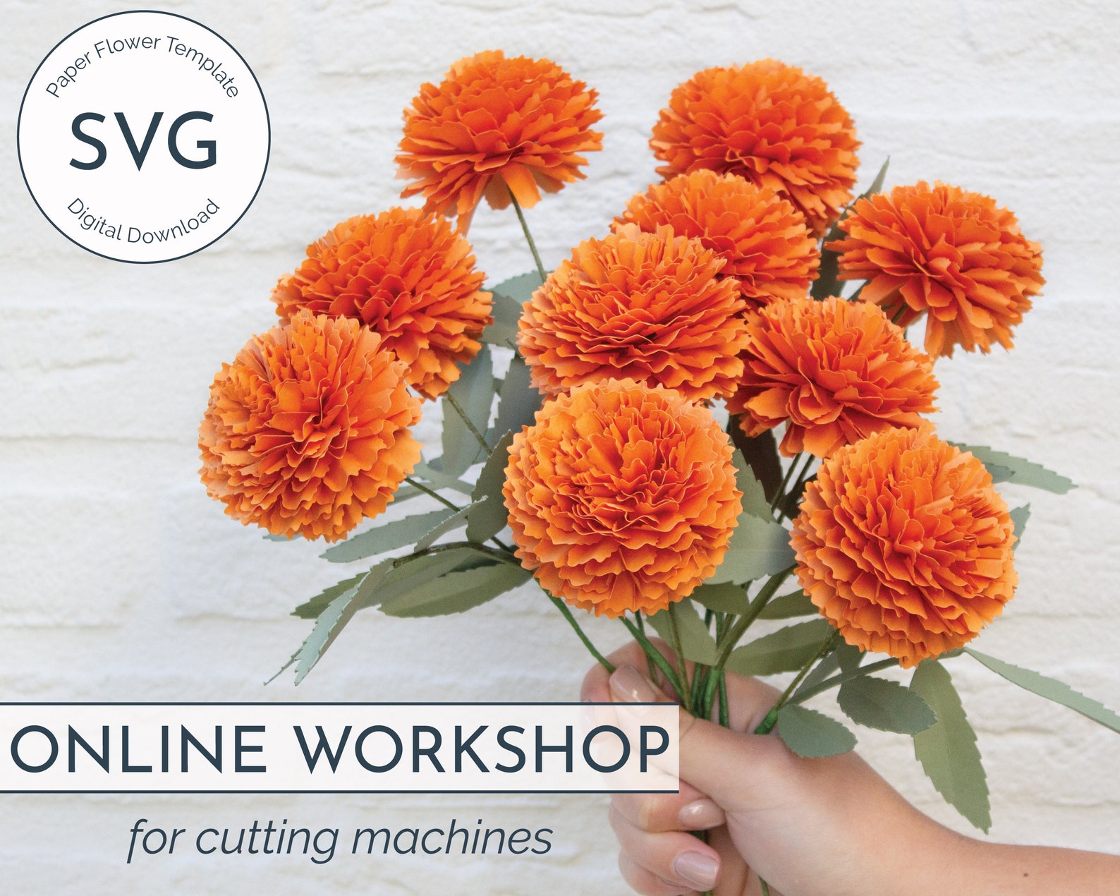 Paper Marigold Flower SVG Online Workshop For Cricut And Etsy France