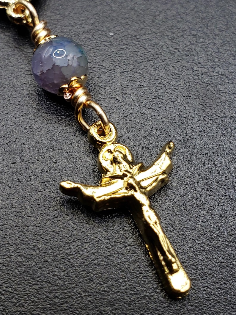 One Decade Finger Rosary With Gold Finished Center and Crucifix - Etsy