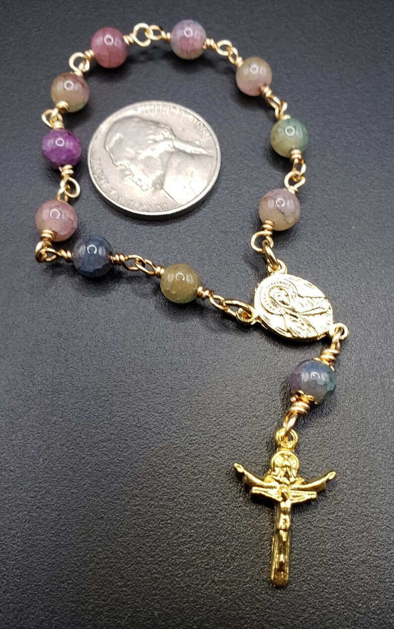 One Decade Finger Rosary With Gold Finished Center and Crucifix - Etsy
