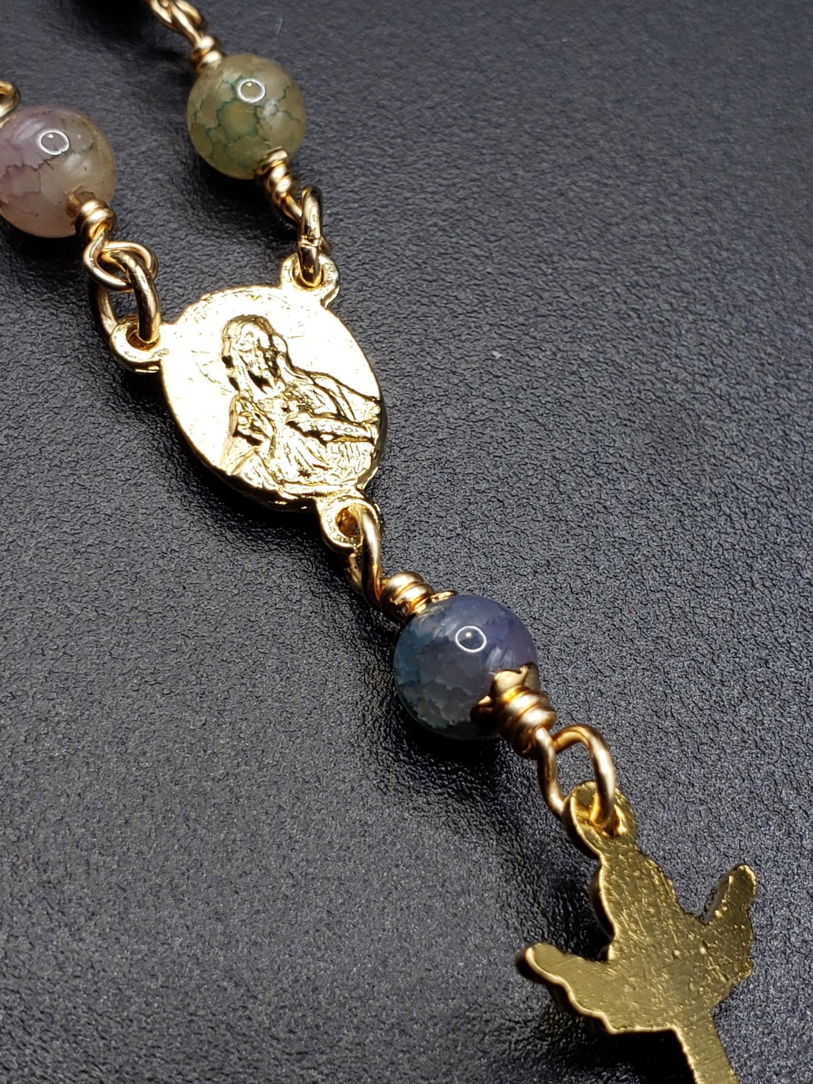 One Decade Finger Rosary With Gold Finished Center and Crucifix - Etsy