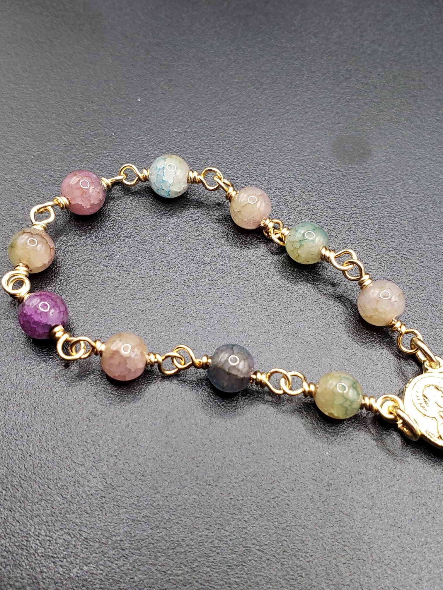 One Decade Finger Rosary With Gold Finished Center and Crucifix - Etsy