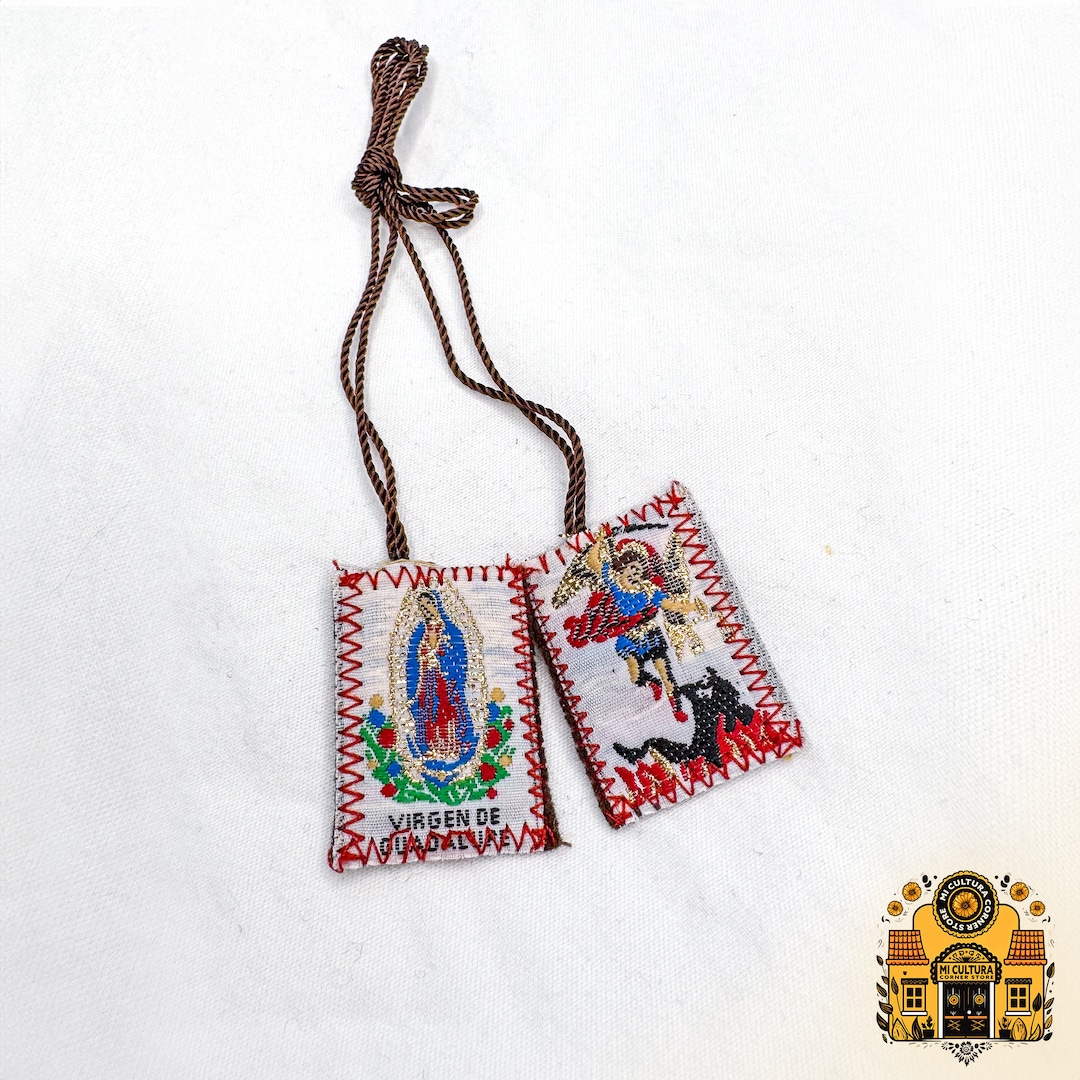 Handmade Guadalupe & St. Michael Scapular Mexican Devotional Artisan ...