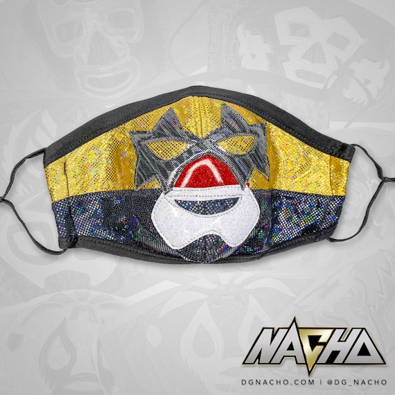 Super Muñeco Gold and Black Mexican Luchador Style Face Cover | Etsy