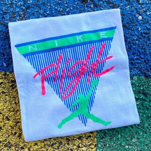 Vintage 90s Nike Air Jordan Flight Logo Neon Bootleg Graphic Shirt USA ...