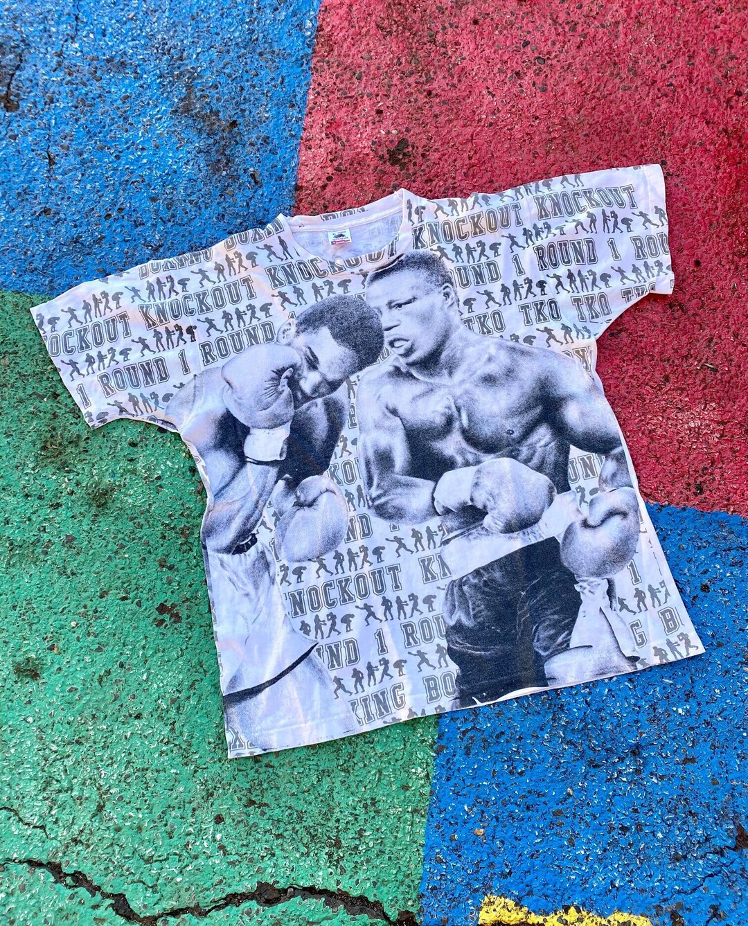 Vintage 90s Boxing Knockout Round 1 Fighting Rare All Over Print ...