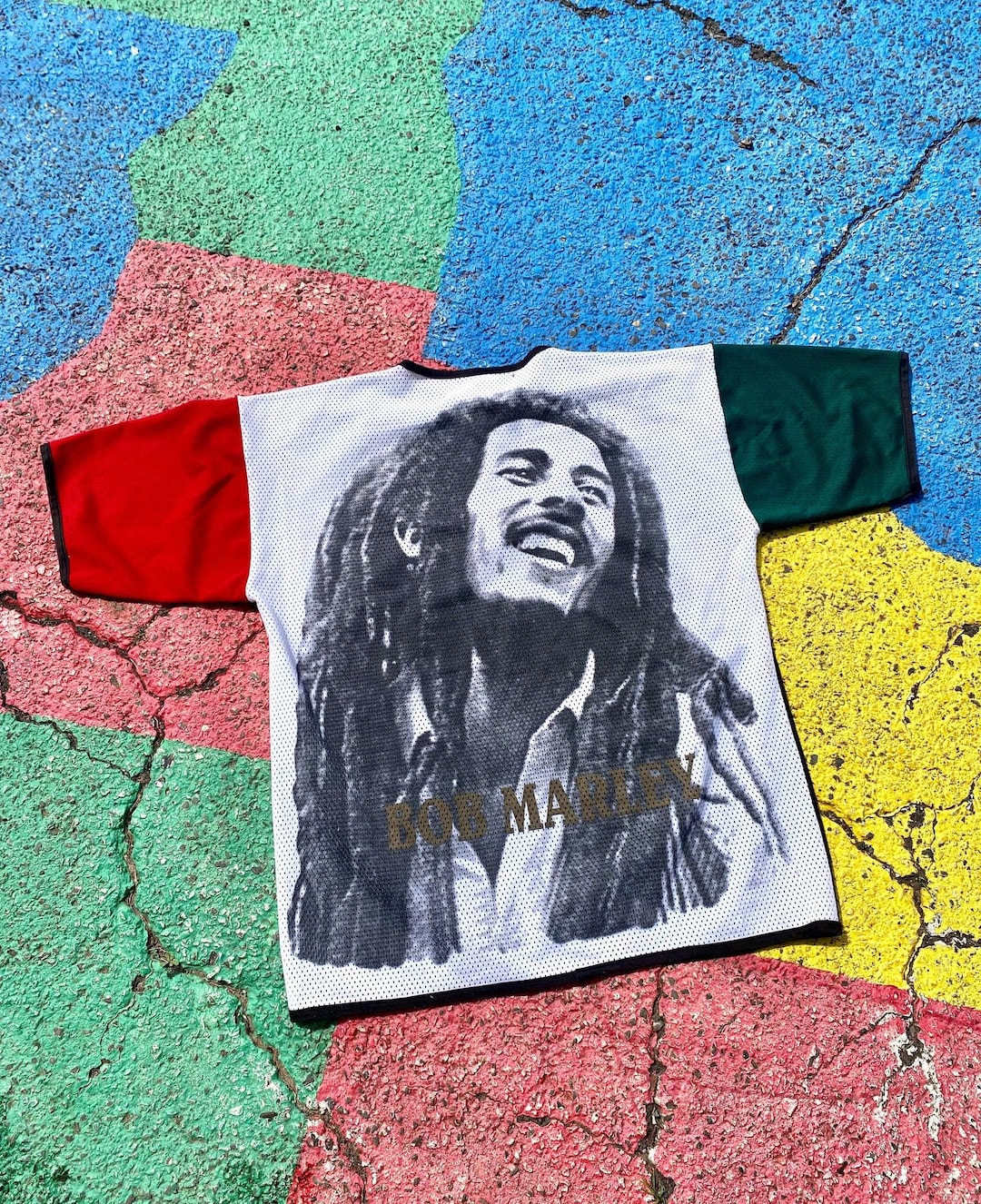 Vintage 90s Bob Marley Kay King Rasta Reggae 1/4 Zip Mesh Graphic Top ...