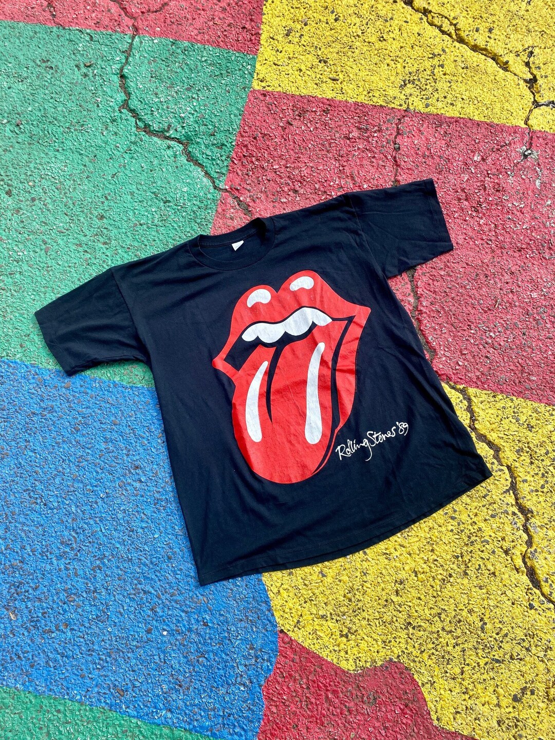 Vintage 1989 Rolling Stones Steel Wheels Concert Tour Big Logo Graphic ...